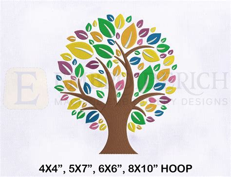 Beautiful Trees Machine Embroidery Design Bundle 4 Sizes Emb Etsy