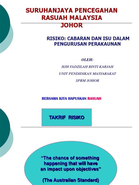 Risiko Rasuah Dan Penyelewengan Pdf