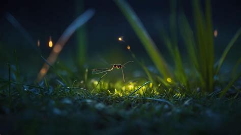 Premium Photo Firefly Glowing On A Dark Meadow