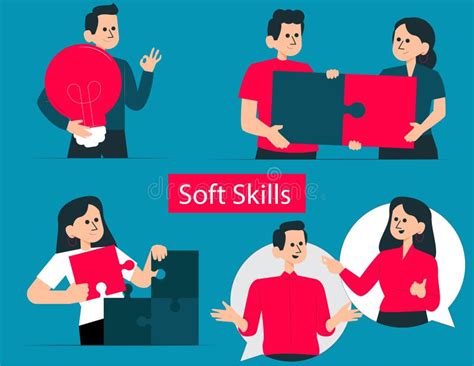 Soft Skills Set Isolated Flat Vector Illustration Concept Stock Vector
