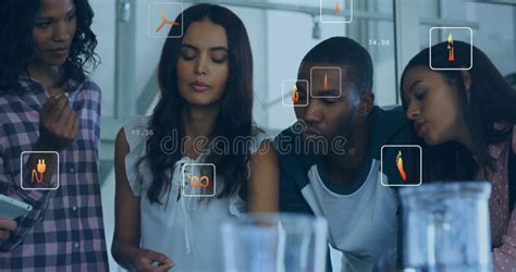 Analyzing Data And Statistics Animation Diverse Colleagues