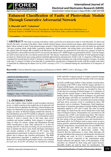 Pdf Enhanced Classification Of Faults Of Photovoltaic Module Through