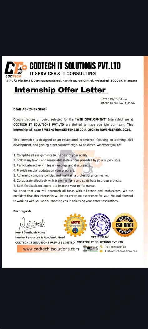 Abhishek Singh On Linkedin Internship Webdevelopment Careeropportunity Professionaldevelopment