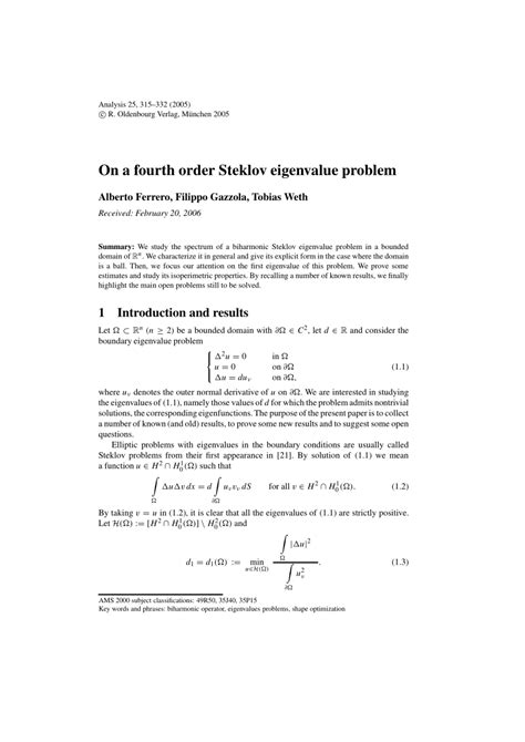 Pdf On A Fourth Order Steklov Eigenvalue Problem
