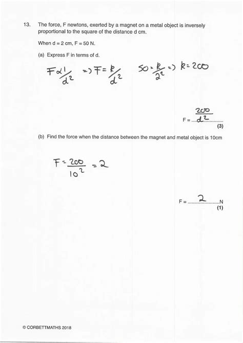 Gcse 9 1 Corbettmaths Practice Papers And Answers Maths Knowunity