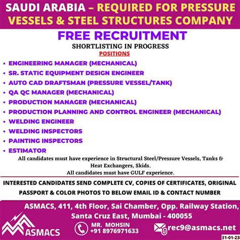 REQUIRED FOR REPUTED COMPANY IN SAUDI ARABIA October