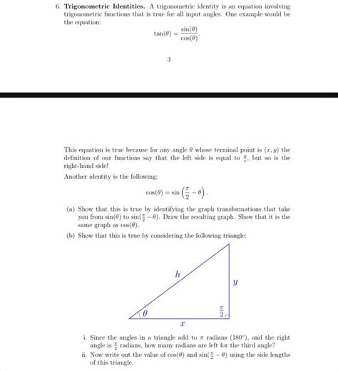 Solved 6 Trigonometric Identities A Trigonometric Identity Chegg Com