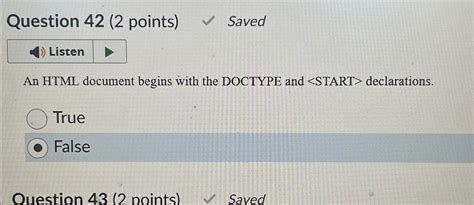 Solved Question 42 2 Points SavedAn HTML Document Chegg