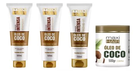 Kit Oleo Coco Hidrat Int Maxihair Shamp cond masc leave in Frete grátis