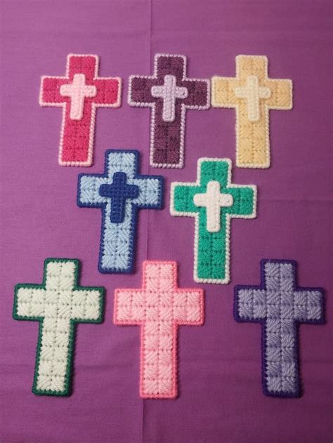 Plastic Canvas Cross Magnet Etsy Plastic Canvas Plastic Canvas