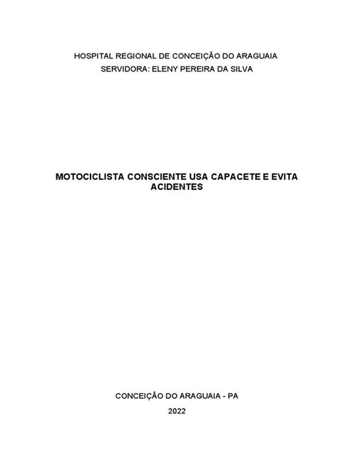 Projeto Eleny Trânsito Pdf Motocicleta Acidentes De Trânsito