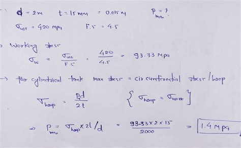[solved] Determine The Largest Internal Pressure In Mpa Which May Be