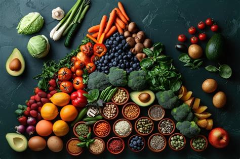 Pirâmide Alimentar Com Diferentes Tipos De Alimentos Dispostos Em Forma