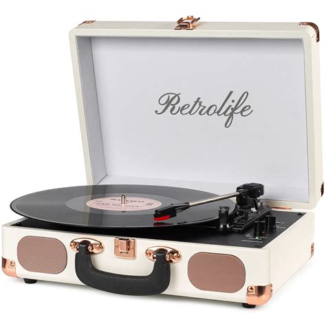Vinyl Record Player 3 Speed Bluetooth Suitcase Portable Belt Driven
