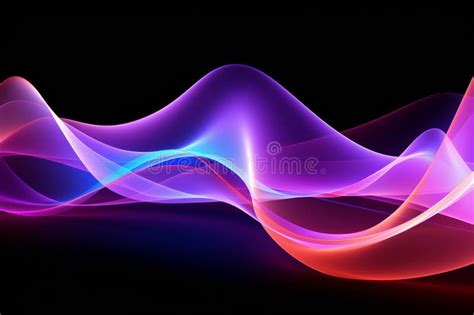 Colorful Abstract Waves Of Light Created With Digital Techniques On A Black Background Stock