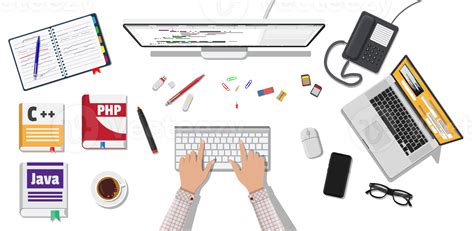 Workplace Of Programmer Or Coder 35857144 Png