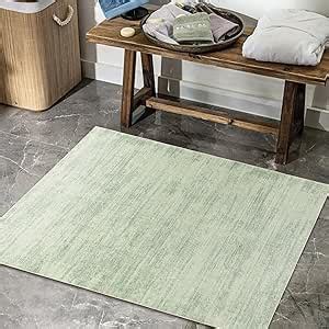 Sage Green Bathroom Rugnon Slip Washable Boho Abstract