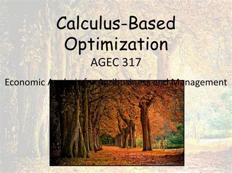 Ppt Calculus Based Optimization Agec 317 Economic Analysis For