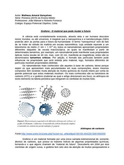 Grafeno O Material Que Pode Mudar O Futuro Pdf Grafeno