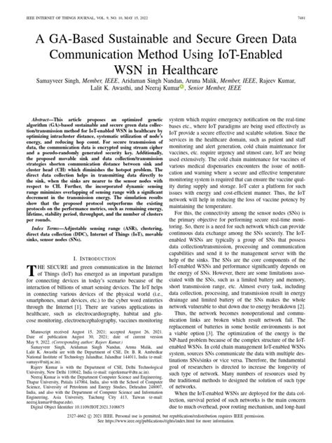 A Ga Based Sustainable And Secure Green Data Communication Method Using Iot