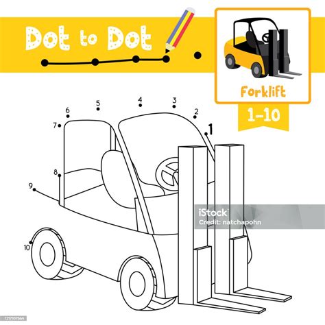 도트 교육 게임과 색칠 공부 지게차 만화 캐릭터 관점 벡터 일러스트 0명에 대한 스톡 벡터 아트 및 기타 이미지 0명 10 3차원 형태 Istock