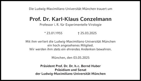 Traueranzeigen Von Karl Klaus Conzelmann Sz Gedenken De
