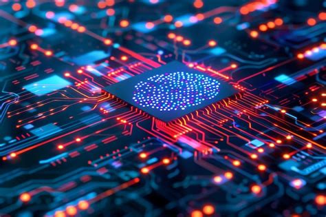 Futuristic Digital Art Of A Microchip With Glowing Circuits Symbolizing