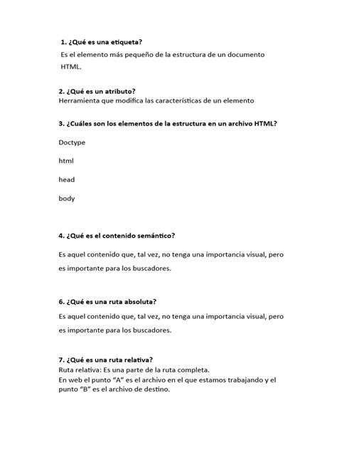 Cuestionario Tema 1 Html Y Css Básico Pdf Html Desarrollo Web