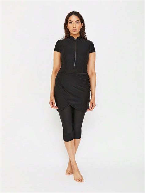 3pcsset Hijab Top Pant Modest Burkini Femmes Muslim Short Sleeves Swim