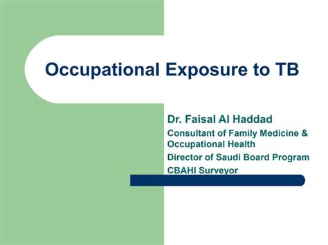 Occupational Exposure To Tuberculosis Ppt