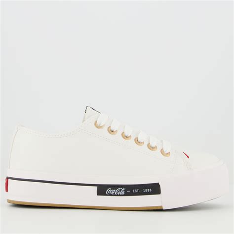 Tênis Coca Cola Daytona Plataforma Town Feminino Branco e Cobre Branco