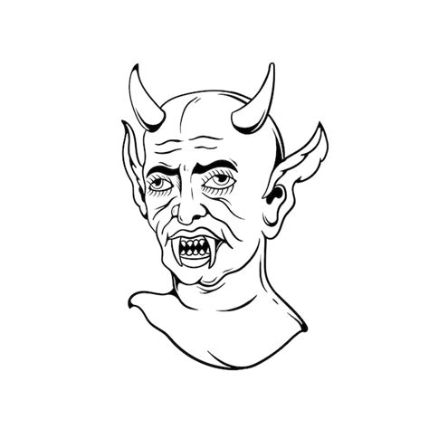 Premium Vector Hand Drawn Illustration Of Devil Head Outline