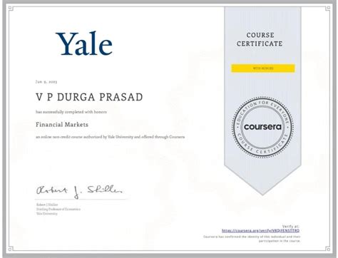 V P Durga Prasad On Linkedin Successfully Completed Financial Markets
