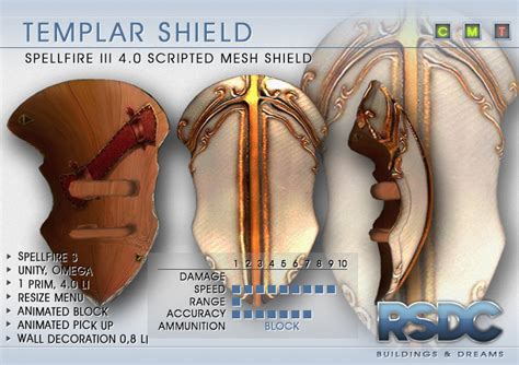 Second Life Marketplace Rsdc Armoury Templar Shield Spellfire Iii