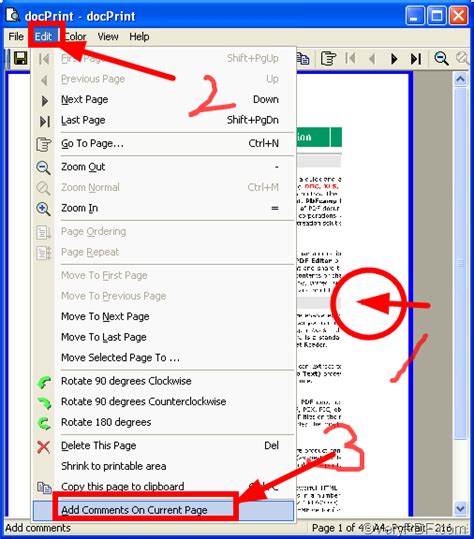 How To Add Note Comment On Current Page In Docprint Preview Application