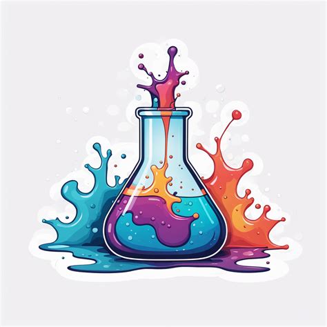 Illustration Of Colorful Science Glass Flask And Colorful L By