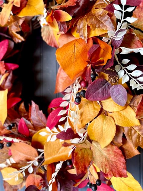 Colorful Fall Wreath For Front Door Autumn Wreath Modern Wreath