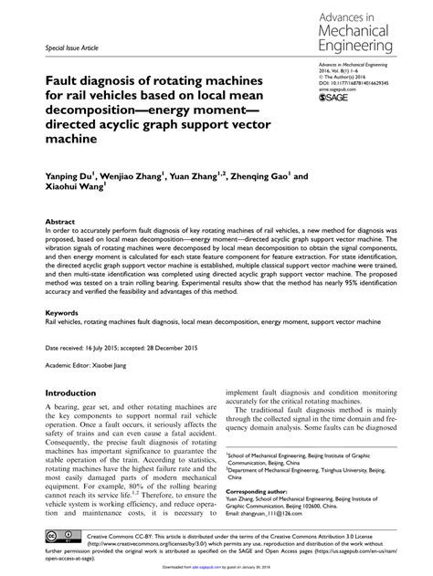 Pdf Fault Diagnosis Of Rotating Machines For Rail Vehicles Based On Local Mean Decomposition
