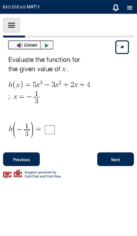 Assignment Player Big Ideas Math Previous Next Support Powered By