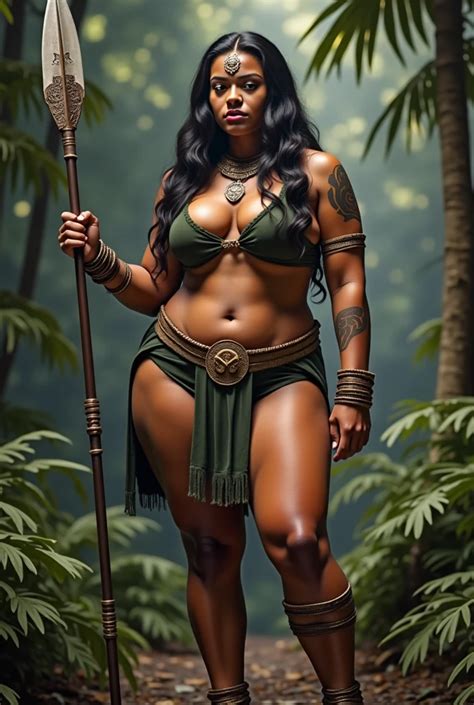 A Giant Muscular Amazonian Female Warrior Her Skin Is Black Seaart Ai