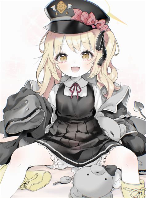 Safebooru 1girl Black Dress Black Headwear Black Tail Blonde Hair