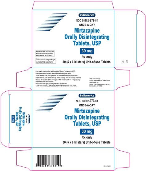 Mirtazapine Orally Disintegrating Tablets Fda Prescribing Information Side Effects And Uses