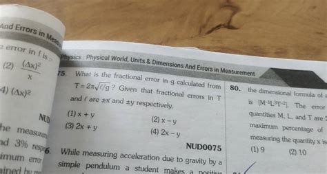 Error In Fis Physics Physical World Units And Dimensions And Errors