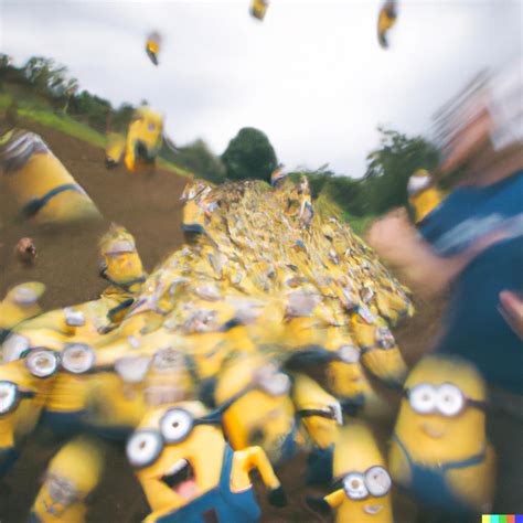 A Photo Of Thousands Of Minions Falling From The Sky And Landing On People Motion Blur Rdalle2