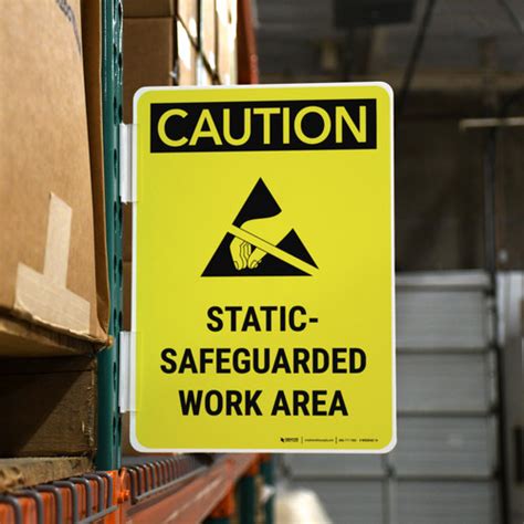 Caution Static Safeguarded Work Area With Icon Portrait Double Sided Cone Signs