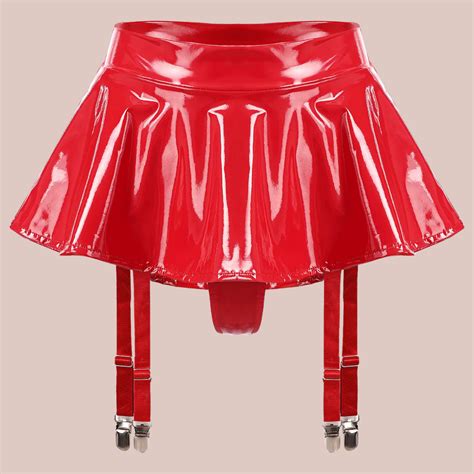 Pvc Mini Skirt With Built In Panties And Suspenders Skirts House Of