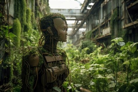 Imposing Robot In Abandoned City Generate Ai