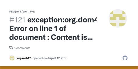 exception org dom4j documentexception error on line 1 of document