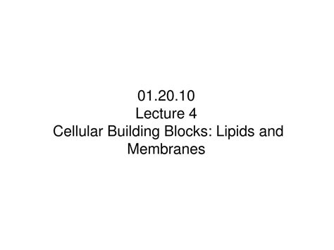 PPT 01 20 10 Lecture 4 Cellular Building Blocks Lipids And Membranes PowerPoint Presentation