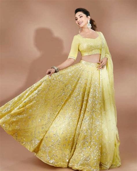 Madhuri Dixit In Yellow Desi Ehnic Wear 2 K4 Fashion